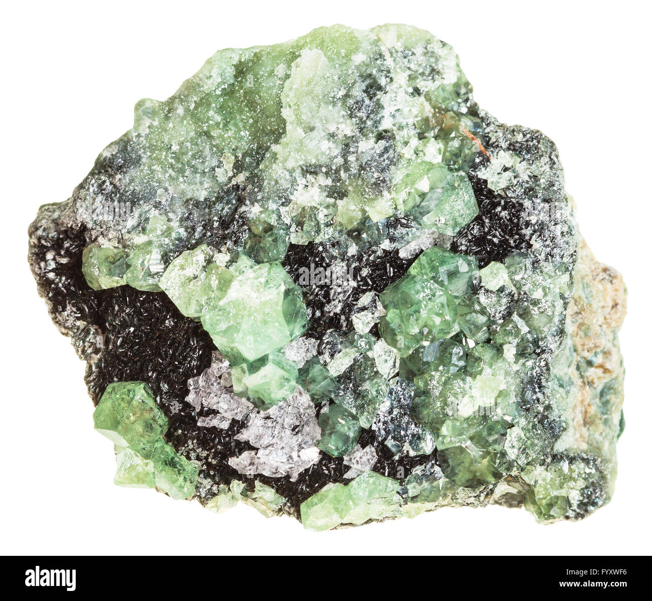 macro shooting of natural mineral stone - Demantoid crystals (green ...