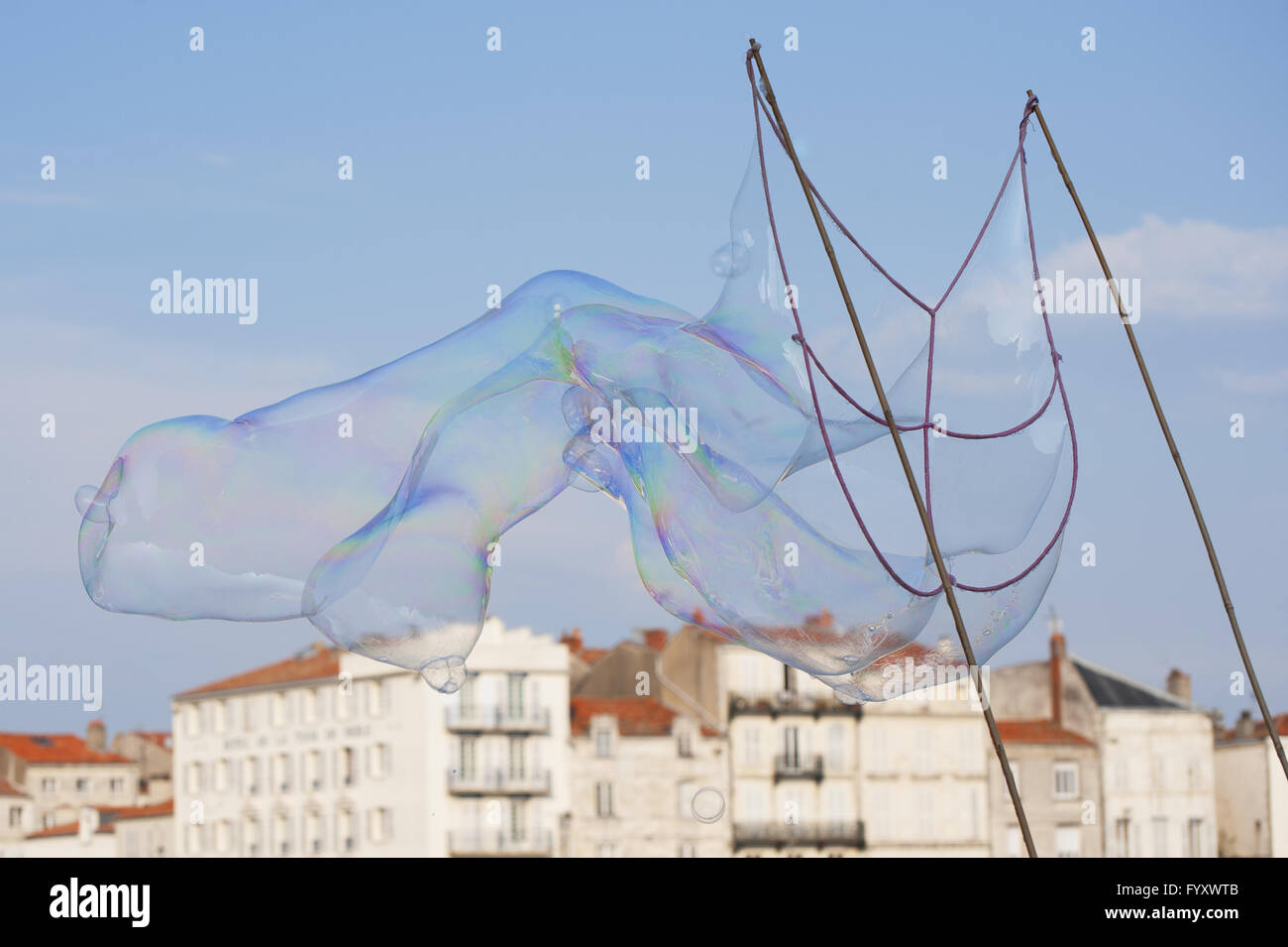 Big bubble. Street performance Stock Photo - Alamy