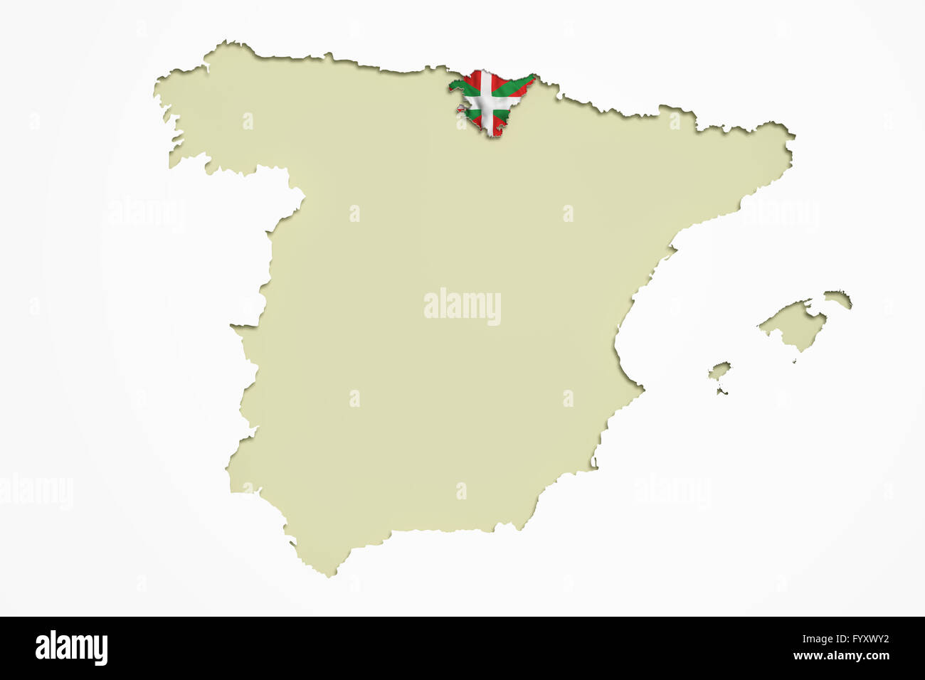 3d rendering contour of Spanish map with Basque Country Stock Photo - Alamy