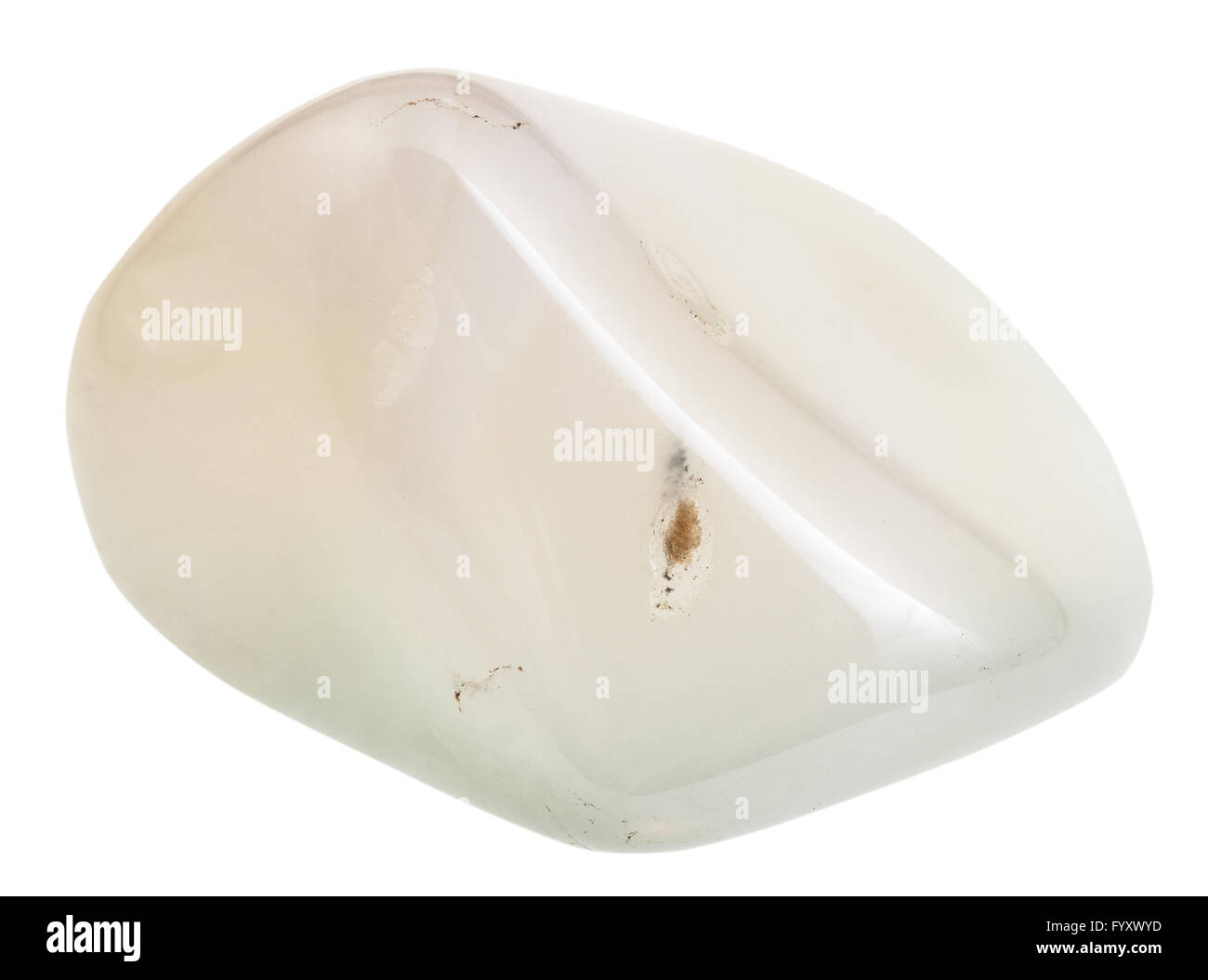 macro shooting of natural mineral stone - polished white Agate gemstone ...