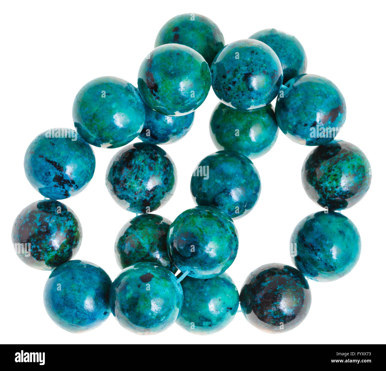 necklace from natural mineral gemstones - blue chrysocolla balls ...