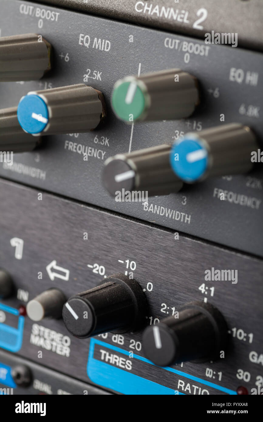 Color image of many buttons in a sound recording studio Stock Photo - Alamy
