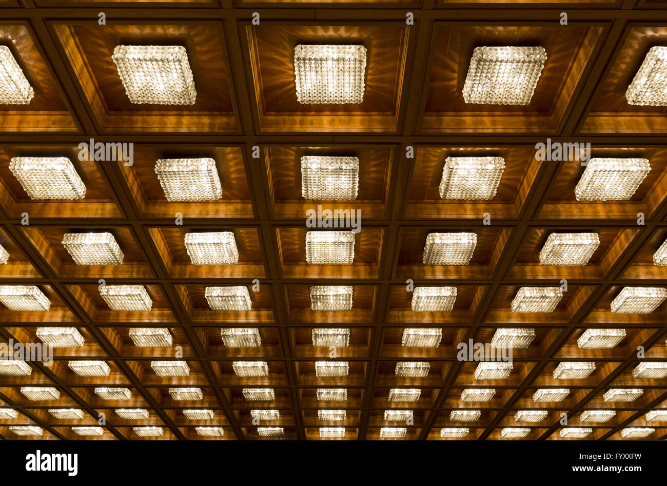 Many old vintage lamps wooden ceiling Stock Photo - Alamy