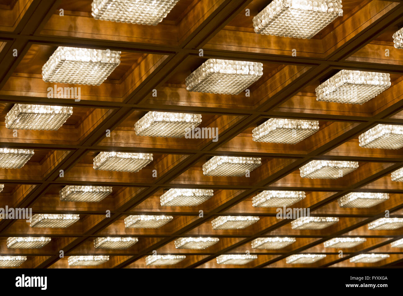 Many old vintage lamps wooden ceiling Stock Photo - Alamy