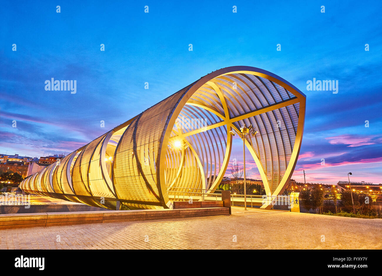 Arganzuela bridge, designed by architect Dominique Perrault. Madrid Rio ...
