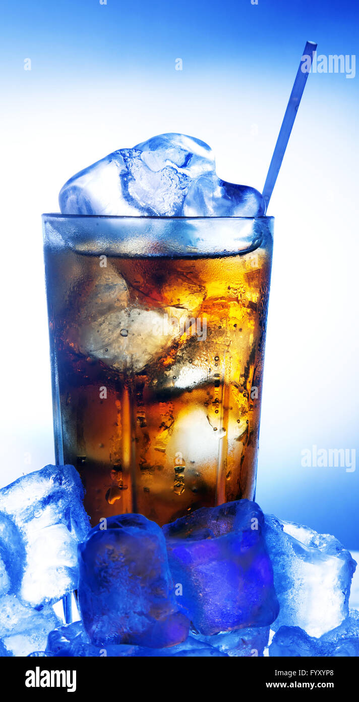 A fresh glass of cola with ice Stock Photo - Alamy