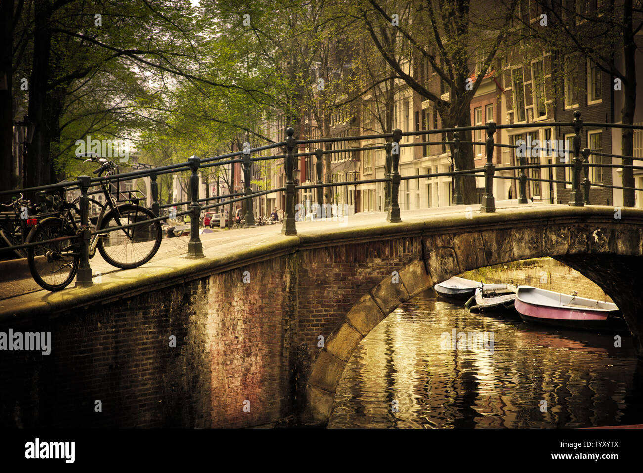 Amsterdam. Romantic bridge over canal Stock Photo - Alamy
