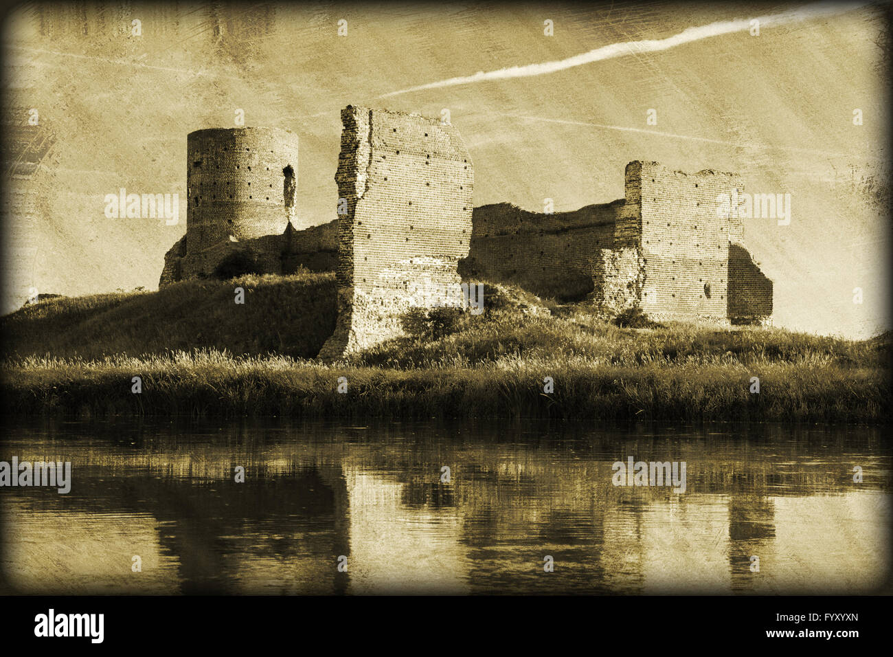 Grunge photo of old castle ruins Stock Photo - Alamy