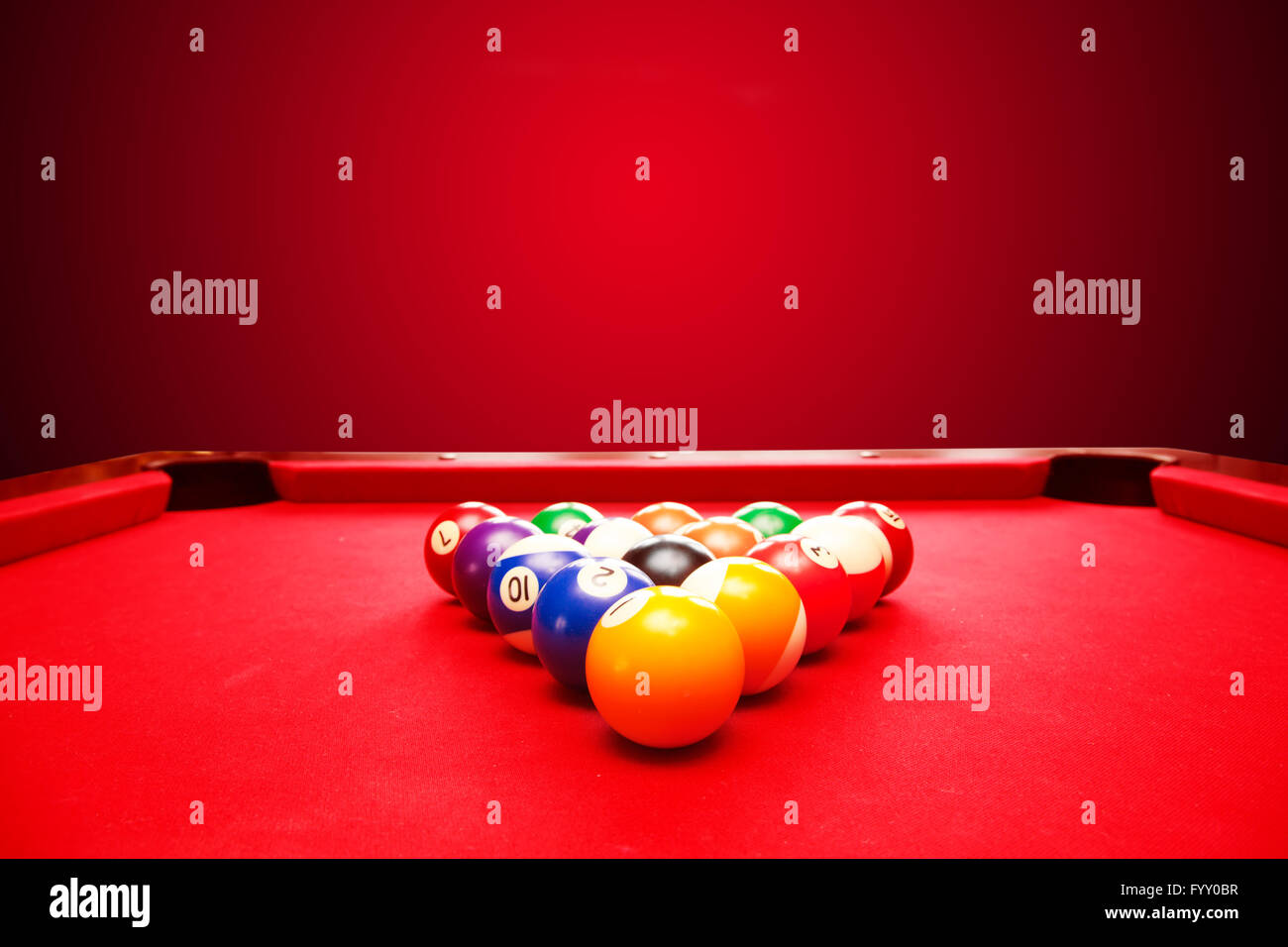 Billards pool game. Color balls in triangle Stock Photo - Alamy