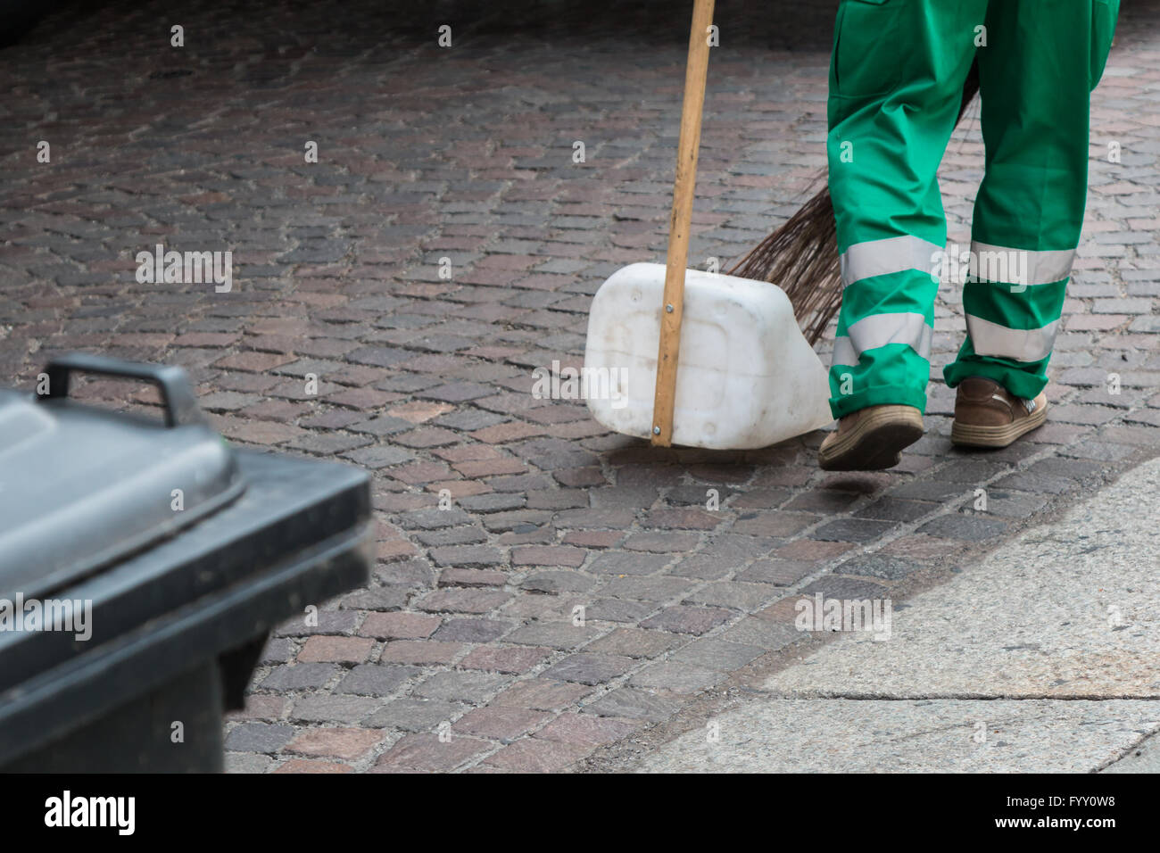 Municipal Dustman Worker with Cleaning Tools Stock Photo - Alamy