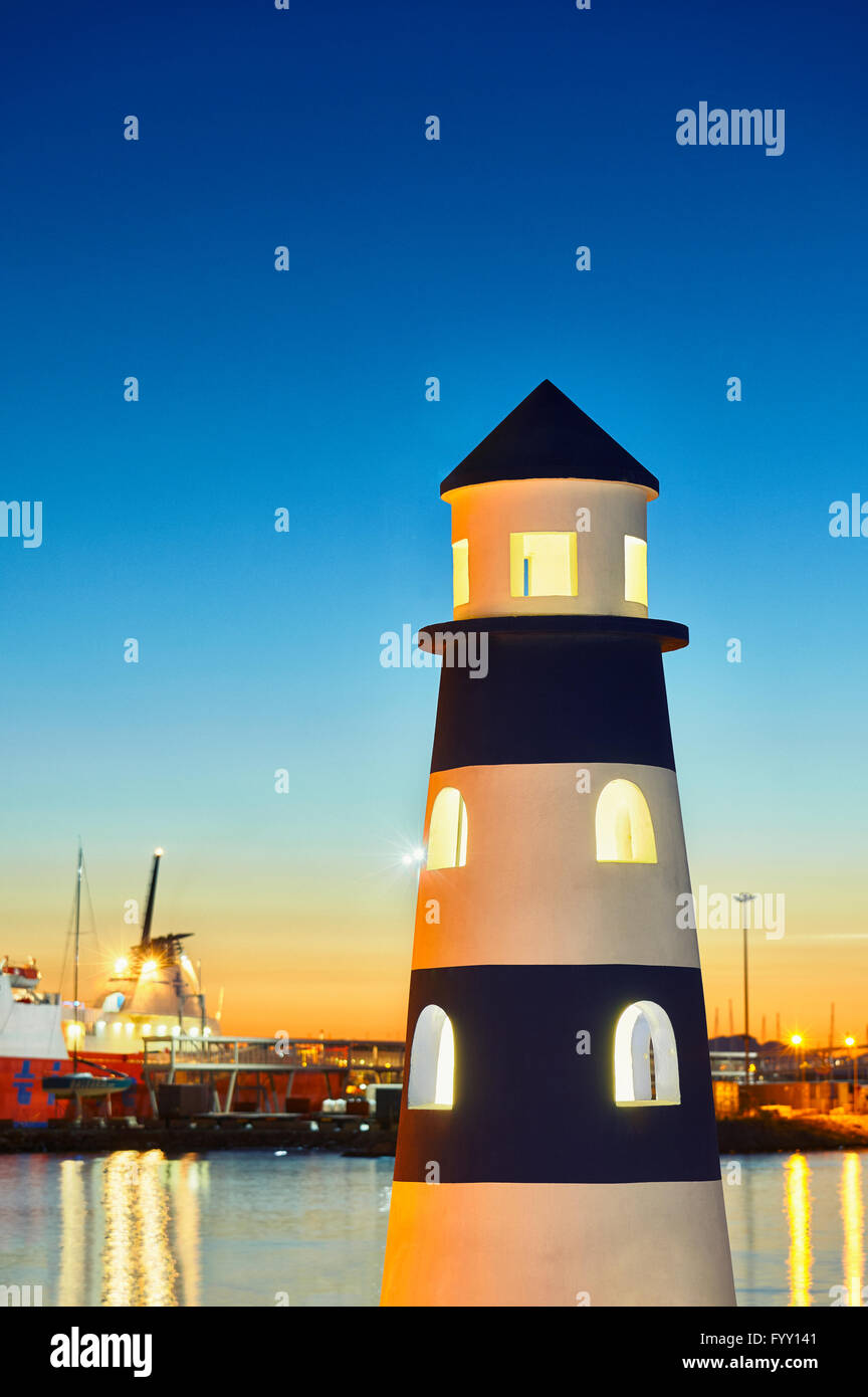 Lighthouse monument at the harbor. Denia. Alicante. Valencia Community ...