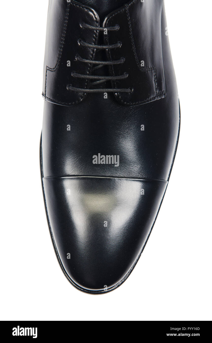 Tip of male shoes isolated on white Stock Photo - Alamy