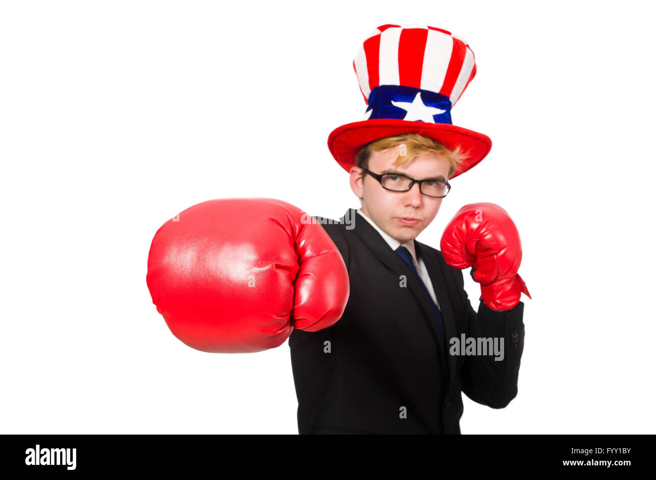 Man wearing hat with american symbols Stock Photo - Alamy