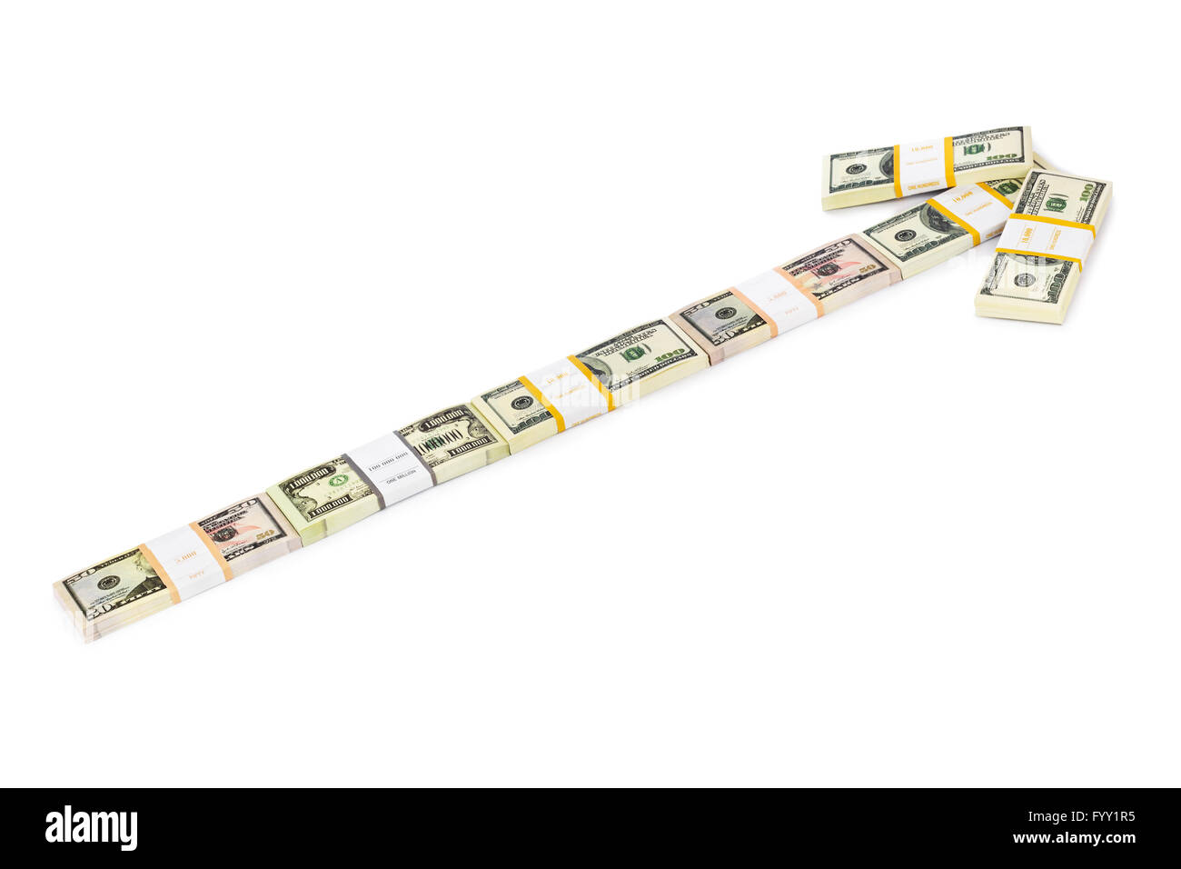 Stack of 100 dollar bills arrow hi-res stock photography and images - Alamy