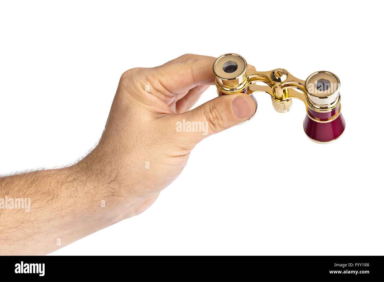 Hand with binoculars Stock Photo - Alamy