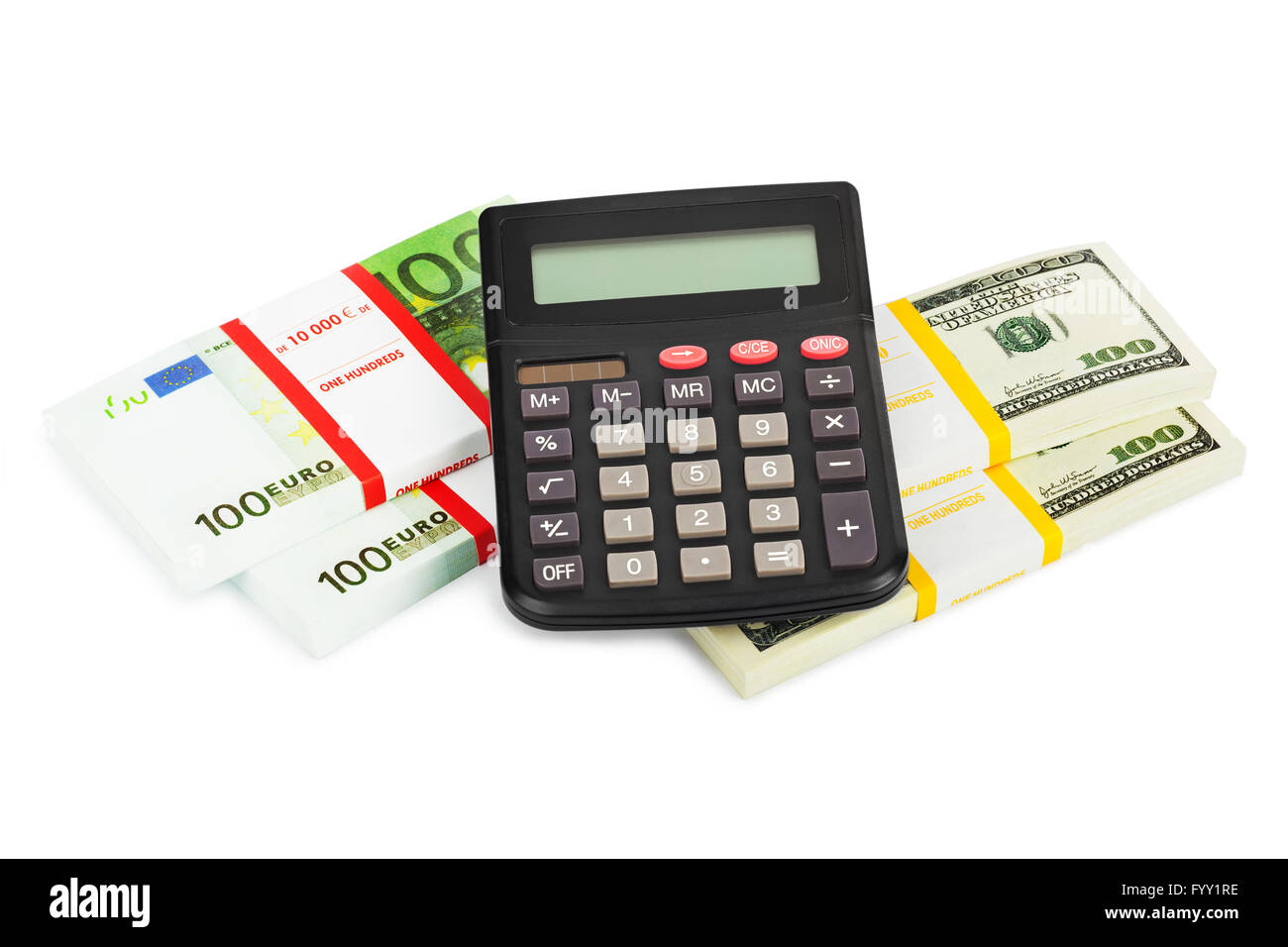 Calculator and money Stock Photo - Alamy
