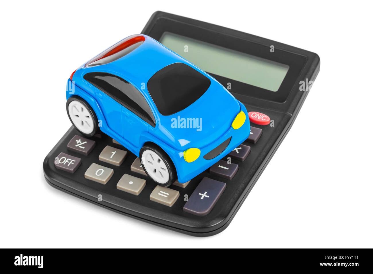 Calculator and toy car Stock Photo - Alamy