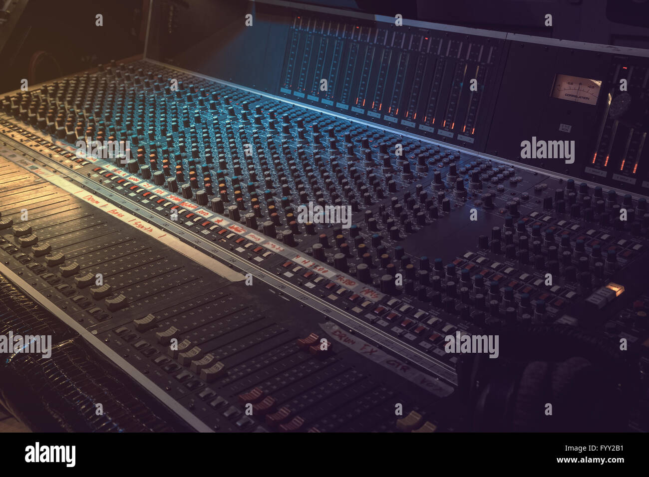 Sound recording equipment. Music mixer controls Stock Photo - Alamy