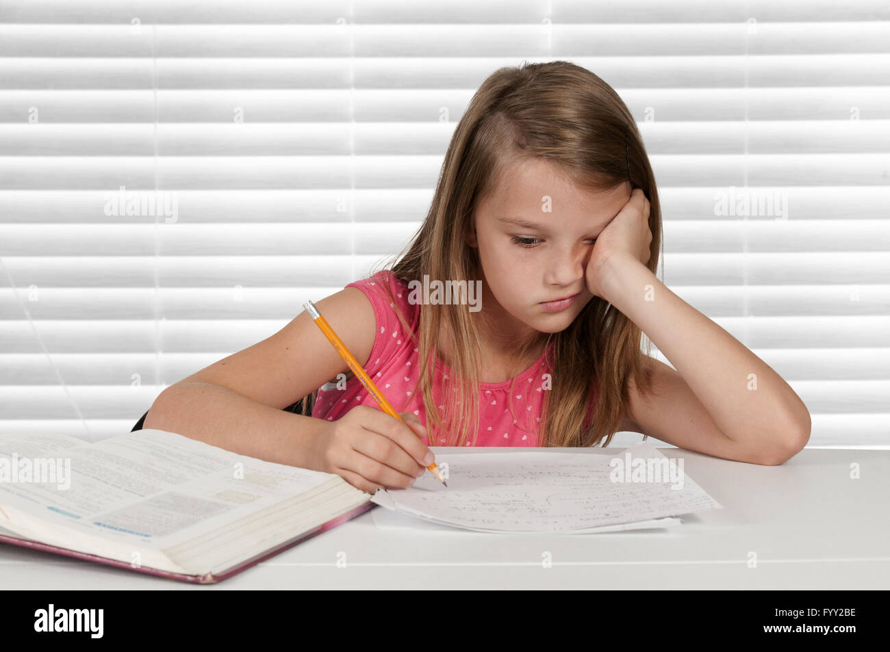 Girl Doing Homework Stock Photo - Alamy