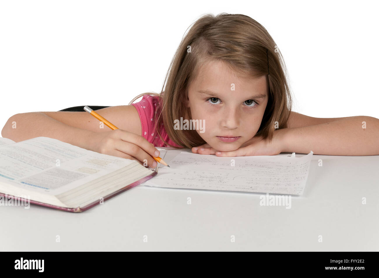Girl Doing Homework Stock Photo - Alamy