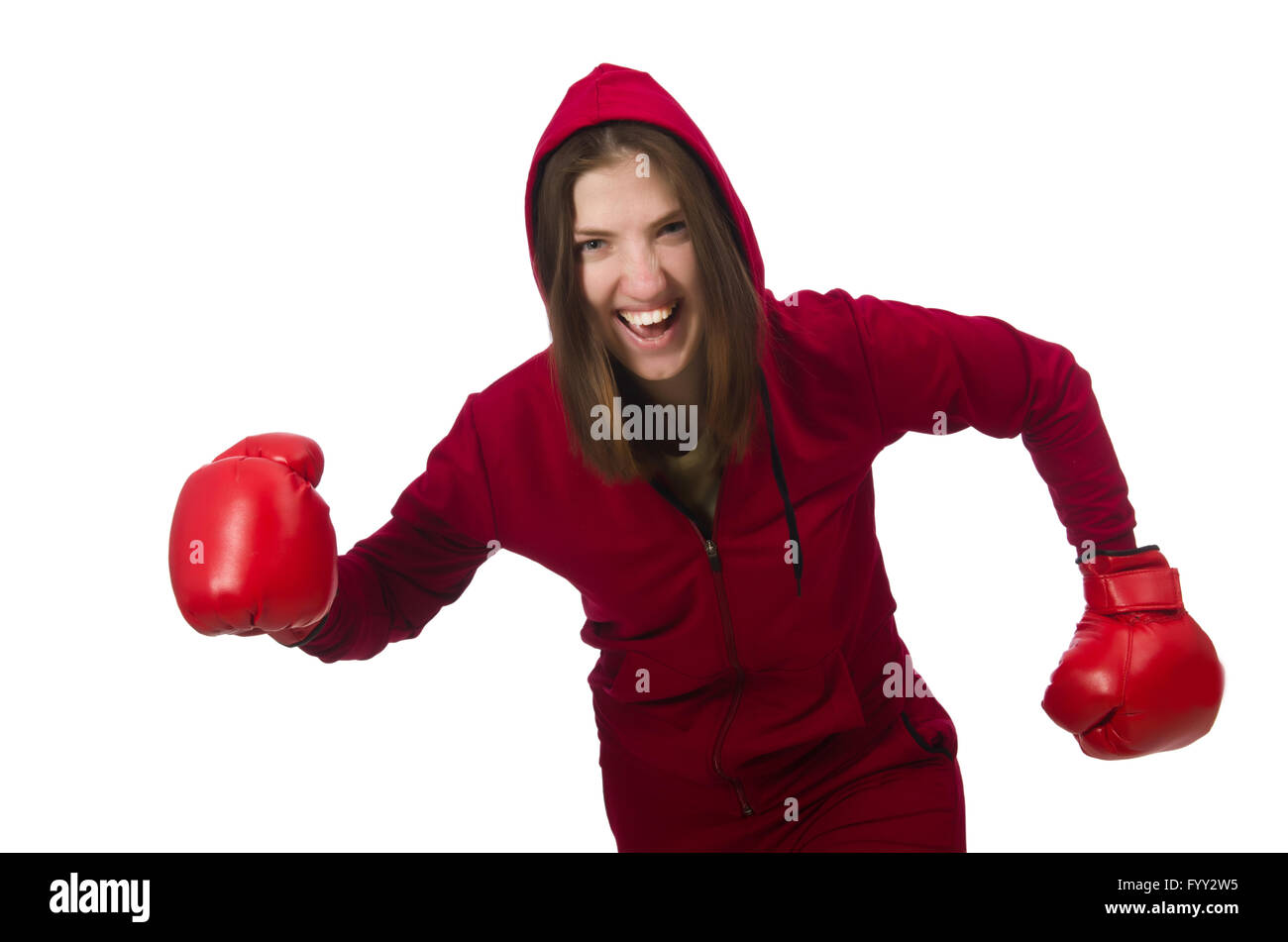 Woman boxer isolated on the white Stock Photo - Alamy