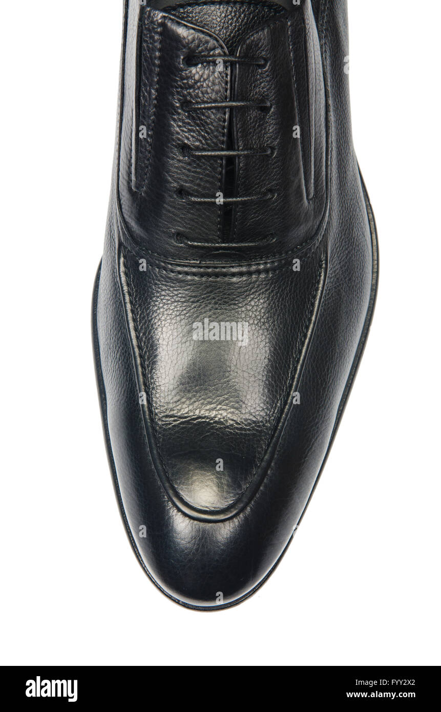 Tip of male shoes isolated on white Stock Photo - Alamy
