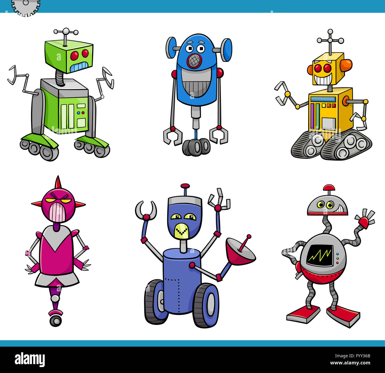 robot characters cartoon set Stock Photo - Alamy