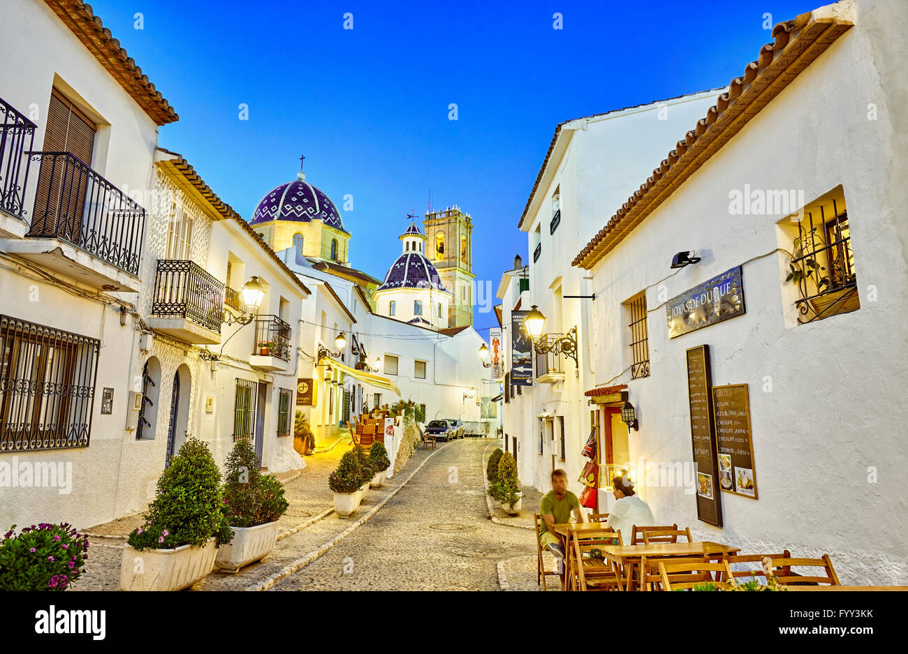 Street view in Altea. Alicante. Valencia community. Spain Stock Photo ...
