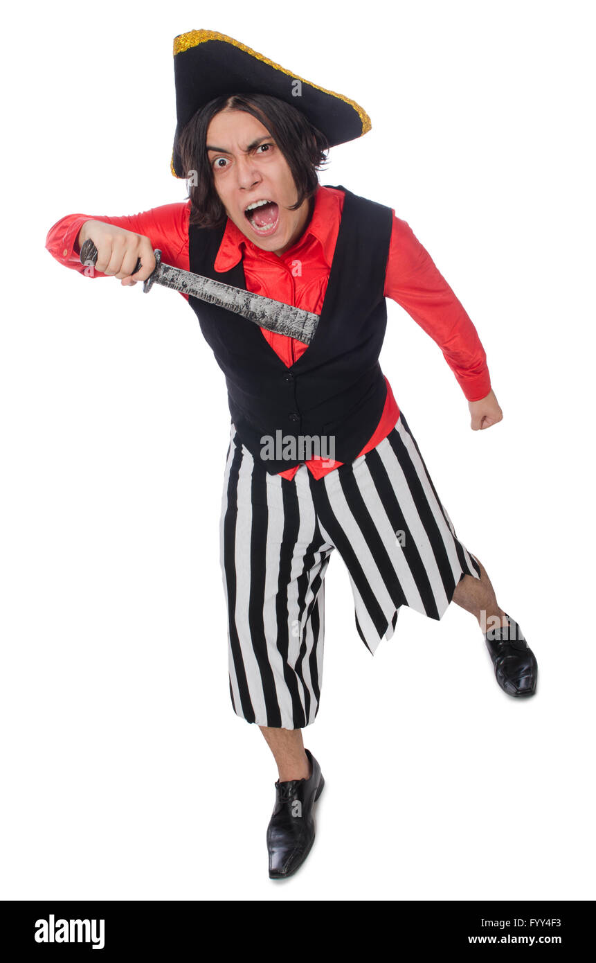 Funny pirate isolated on the white Stock Photo - Alamy