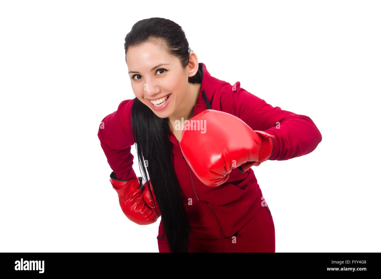 Woman boxer isolated on the white Stock Photo - Alamy