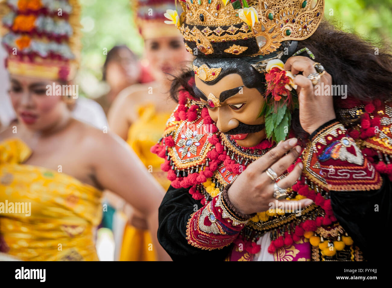 Preparation for a Bali Mask Dance Stock Photo - Alamy