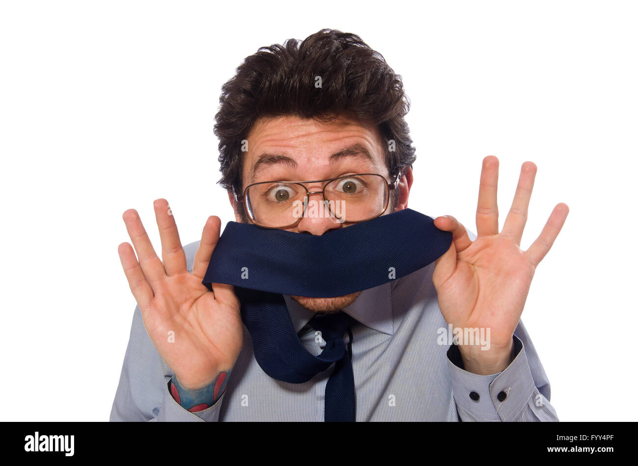 Businessman hanging by hand on rope hi-res stock photography and images ...