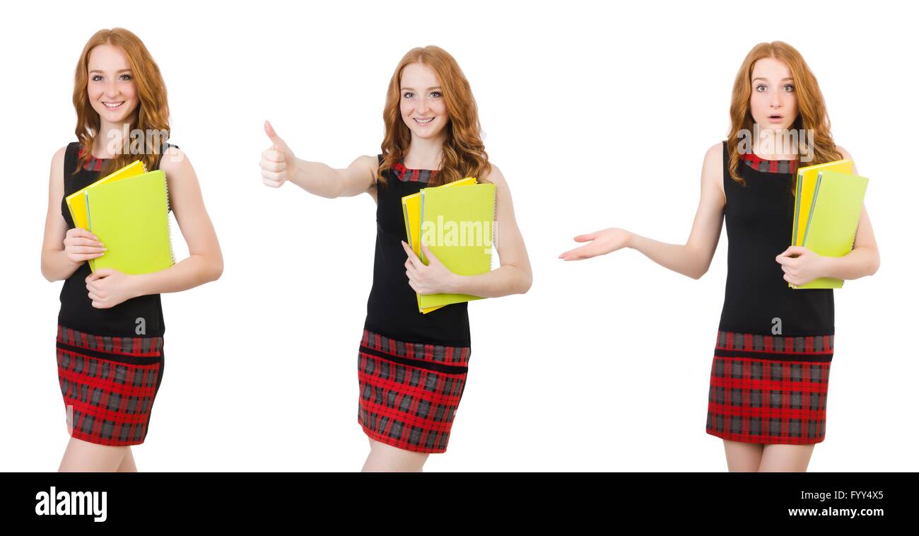 Young student in various poses isolated on white Stock Photo - Alamy