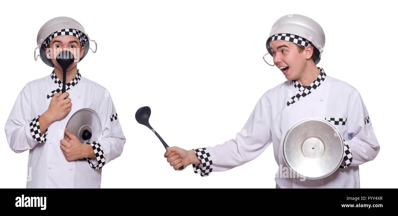 Set of photos with funny cook Stock Photo - Alamy