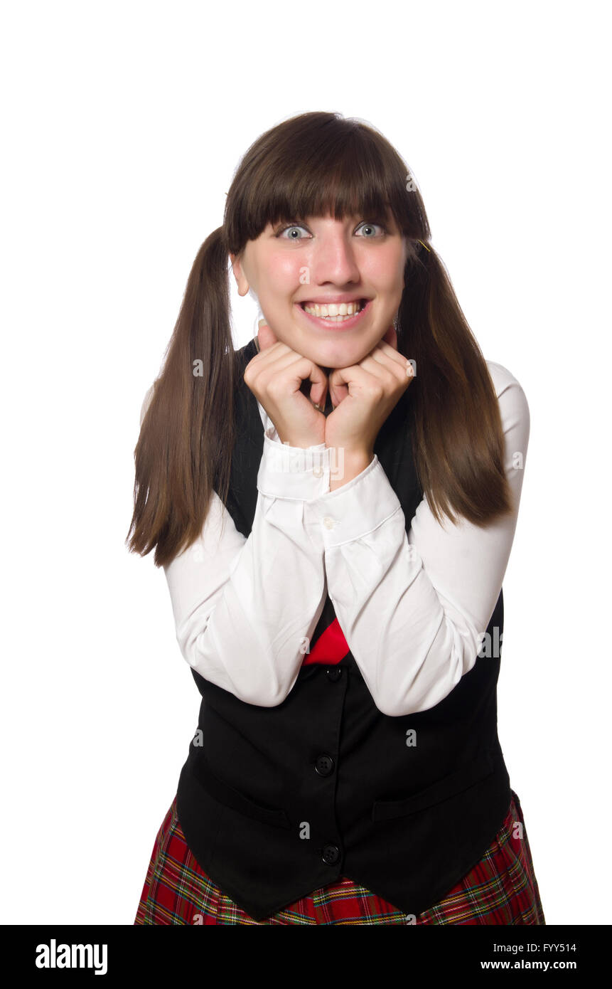 Funny nerd student isolated on white Stock Photo - Alamy