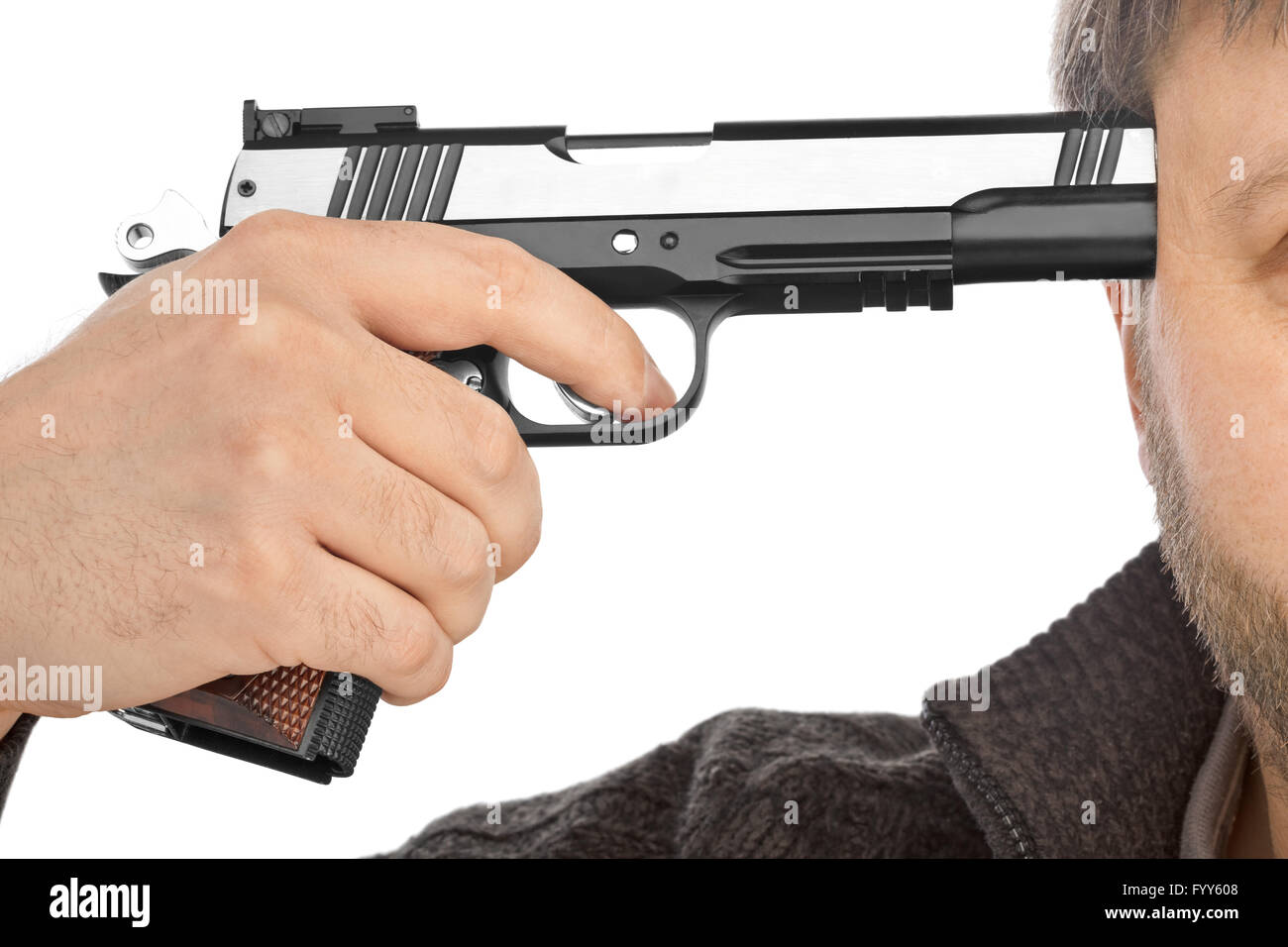 Shoot in head with gun Stock Photo - Alamy