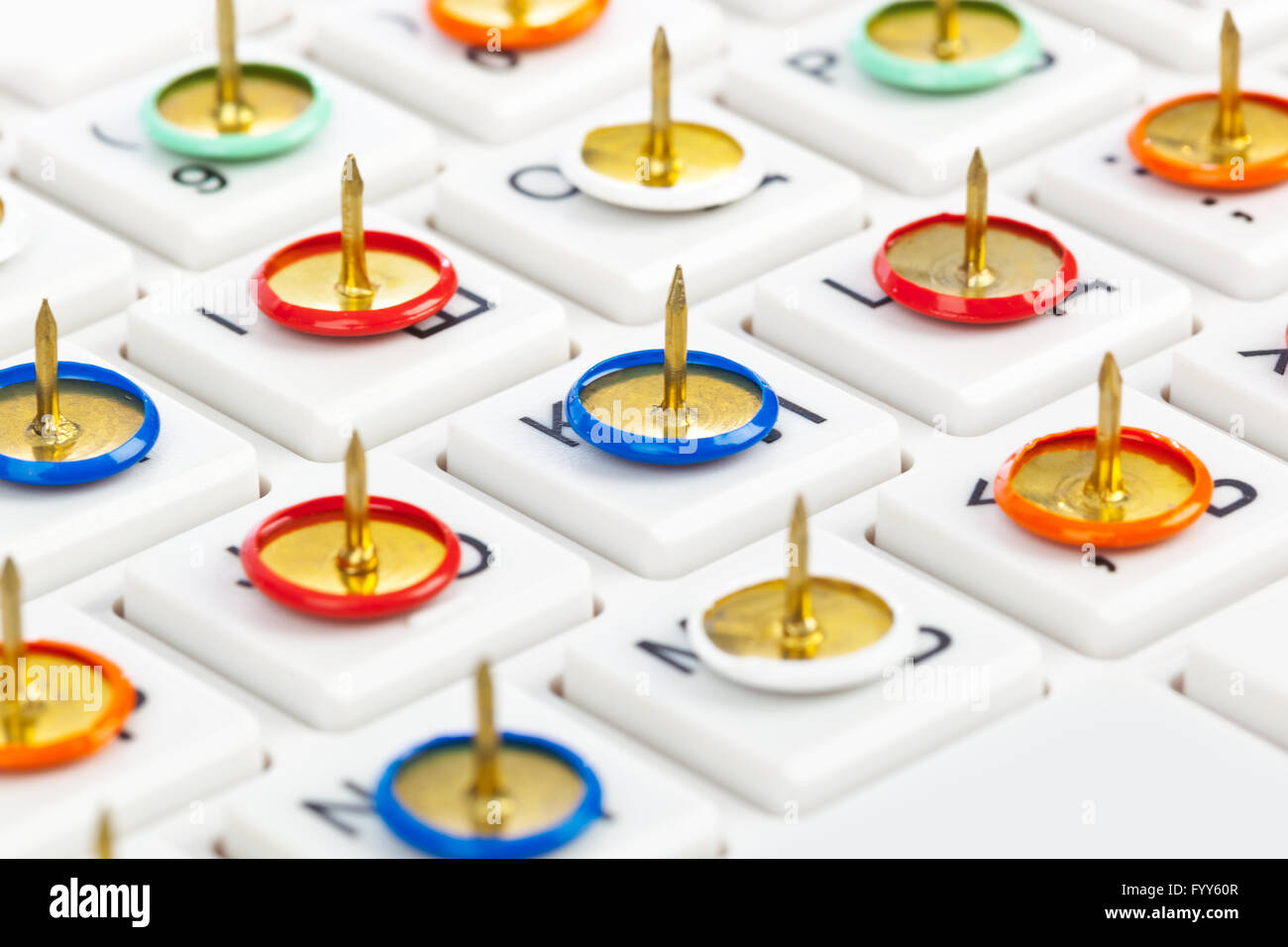 Pins on computer keyboard Stock Photo - Alamy