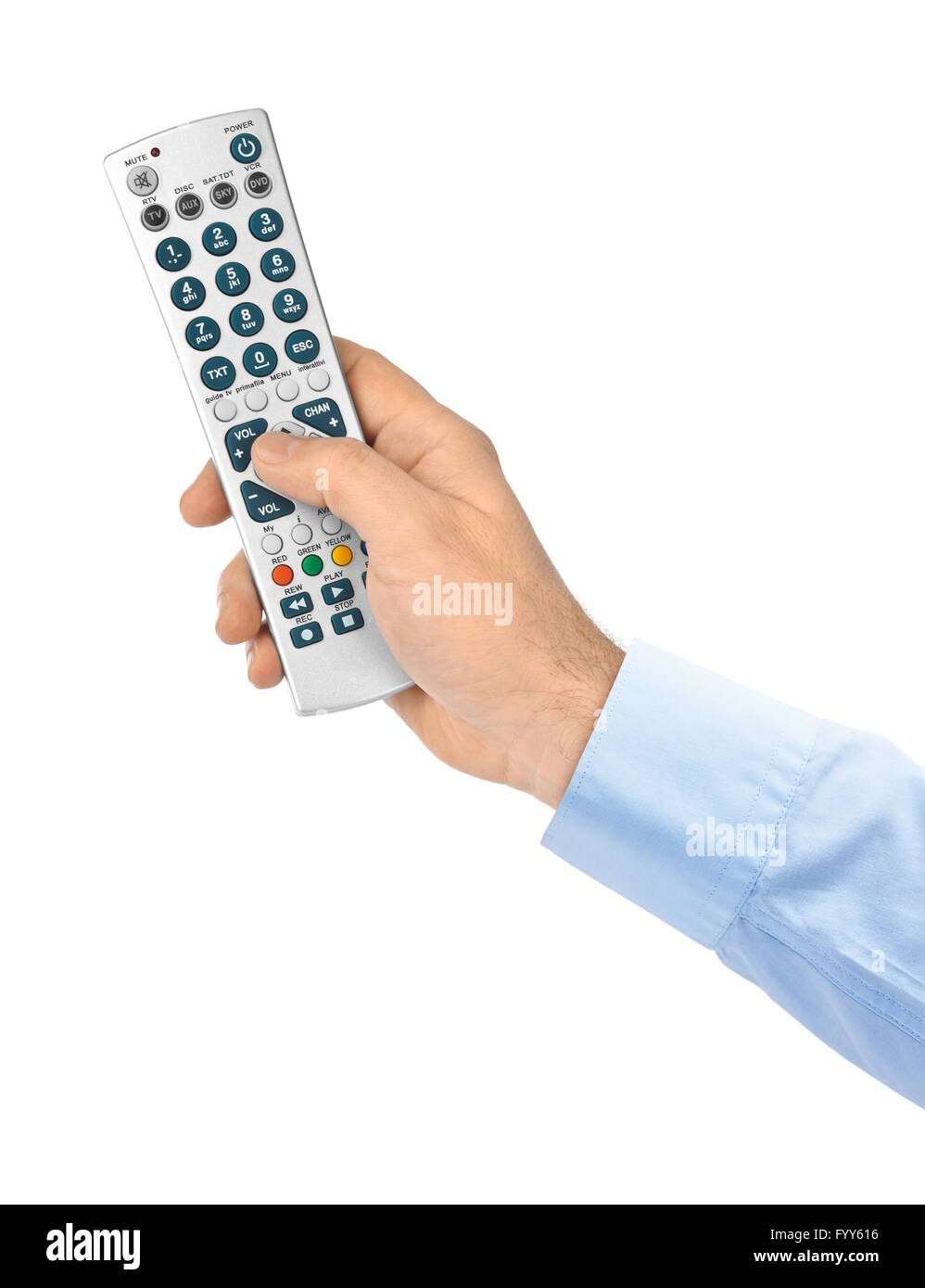 Hand with remote control Stock Photo - Alamy