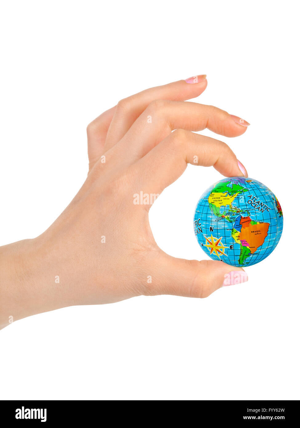 Hand with globe Stock Photo - Alamy