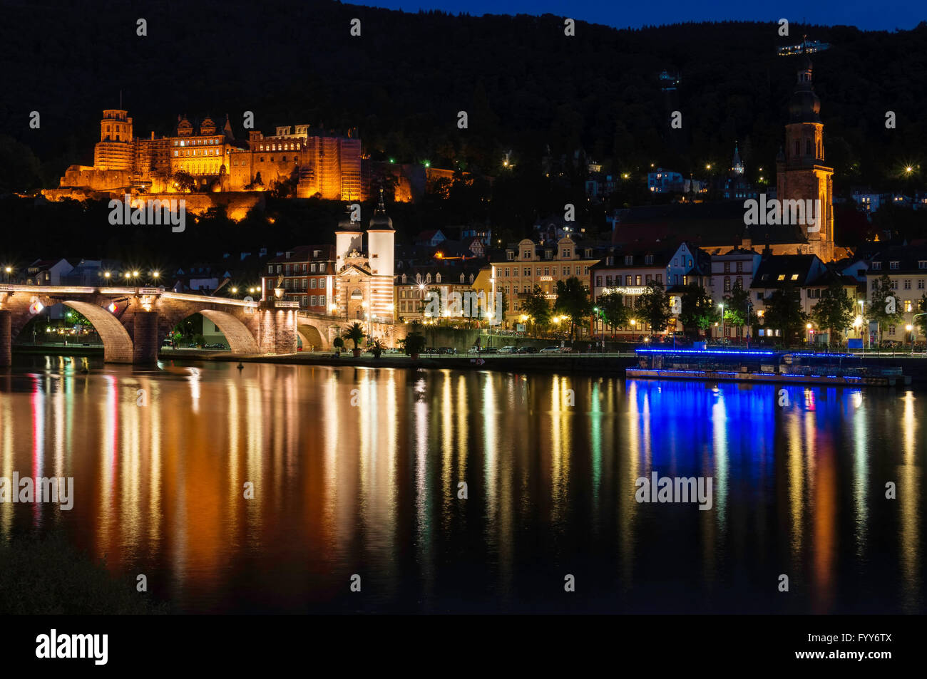 Heidelberg city night view Stock Photo - Alamy