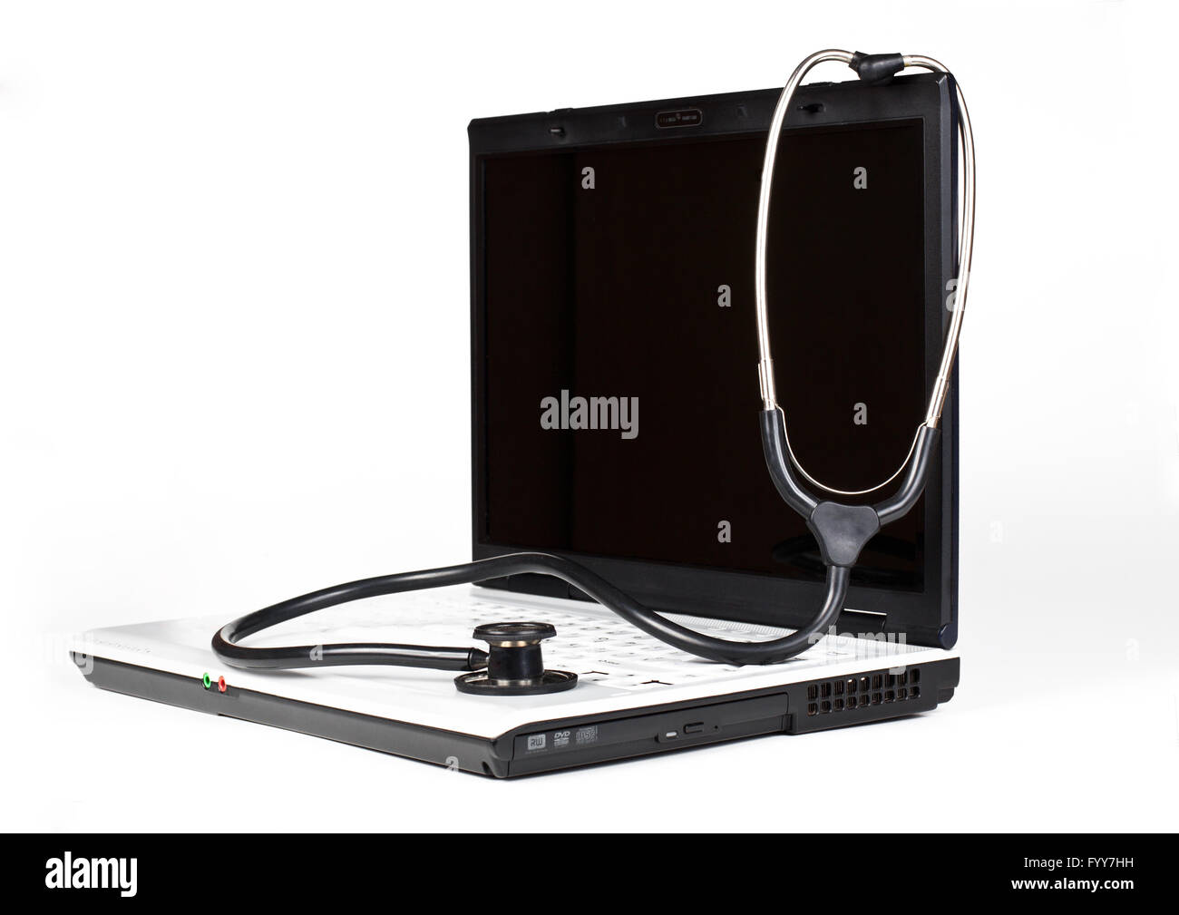 Laptop and stethoscope Stock Photo - Alamy