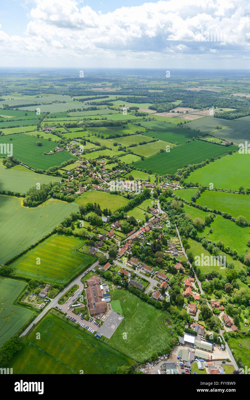 An aerial view of the Norfolk village of Stibbard Stock Photo - Alamy