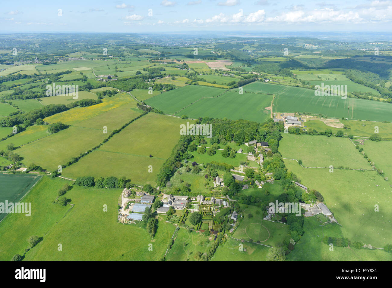 An aerial view of an English Hamlet and surrounding countryside Stock ...