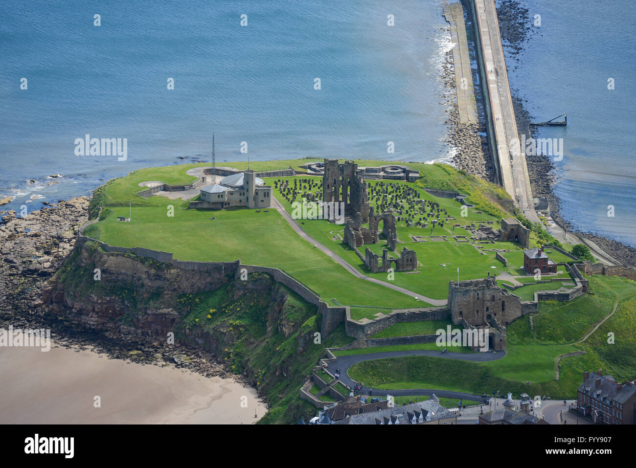 An aerial view of Tynemouth Castle and Priory Stock Photo - Alamy
