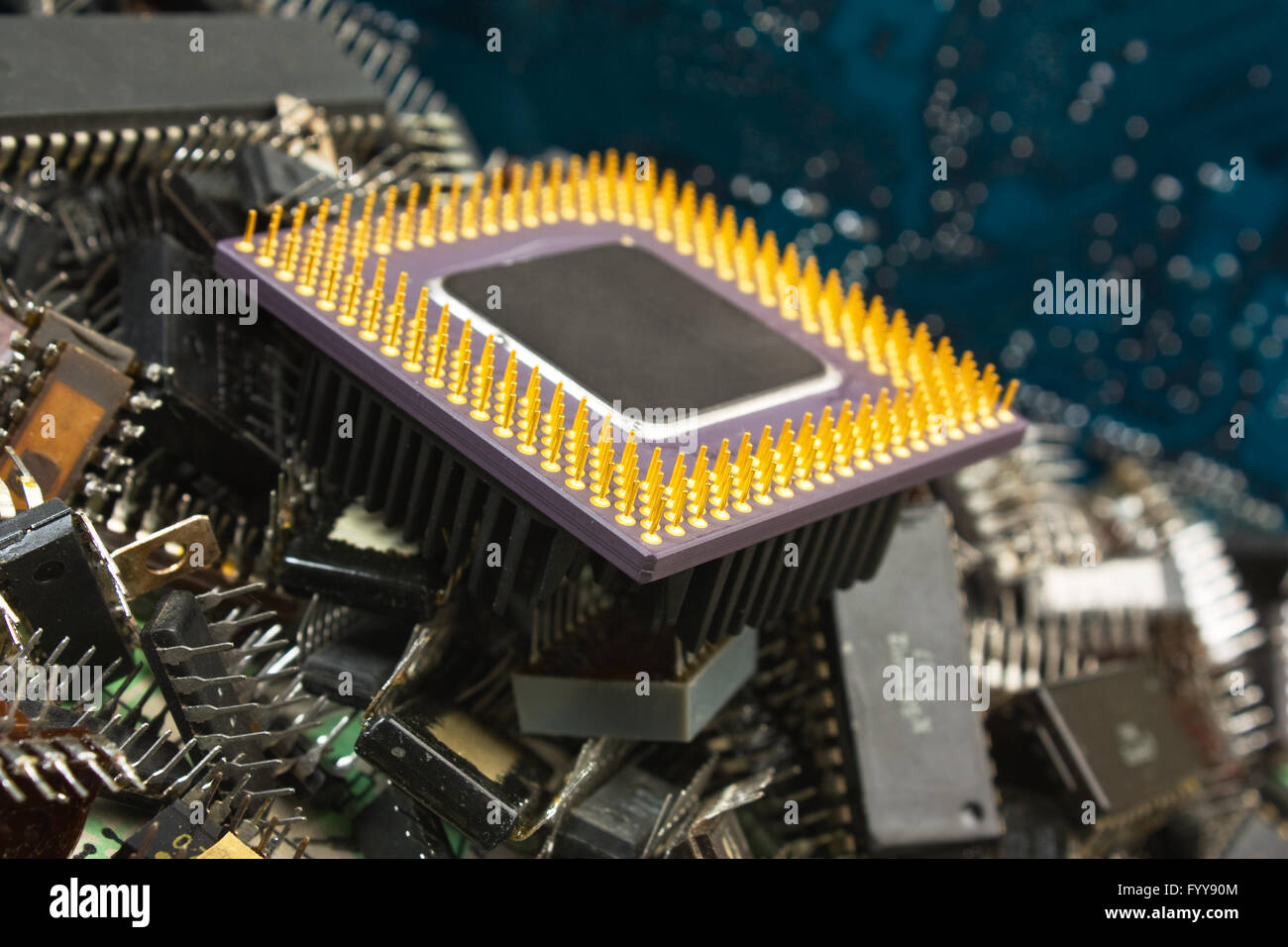 pile old electronic chip Stock Photo - Alamy
