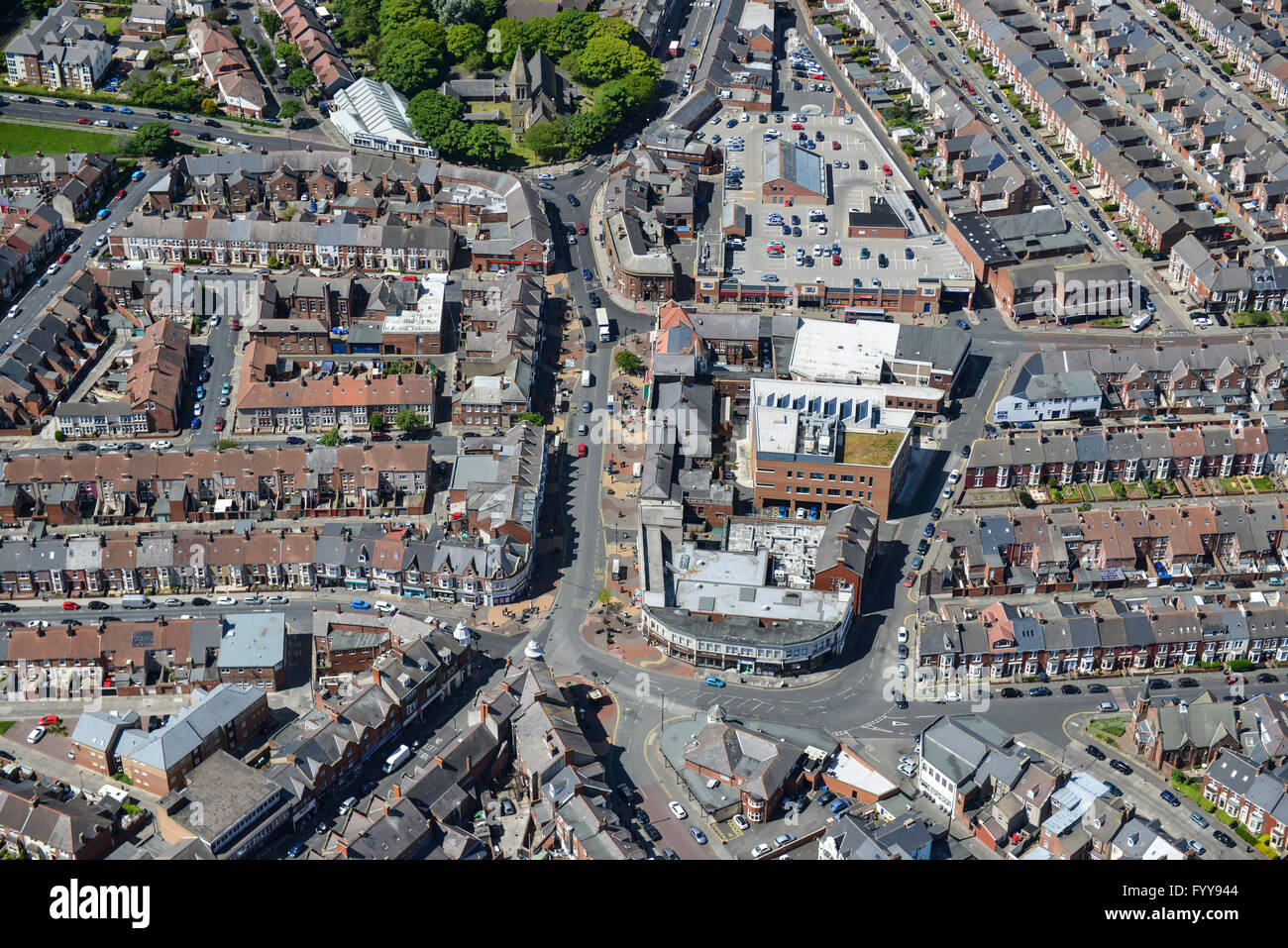 An aerial view of the town centre of Whitley Bay, Tyne & Wear Stock ...