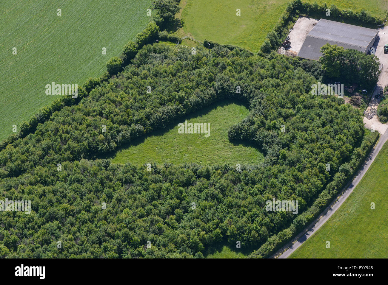An aerial view of a heart shaped meadow near Wickwar, South ...
