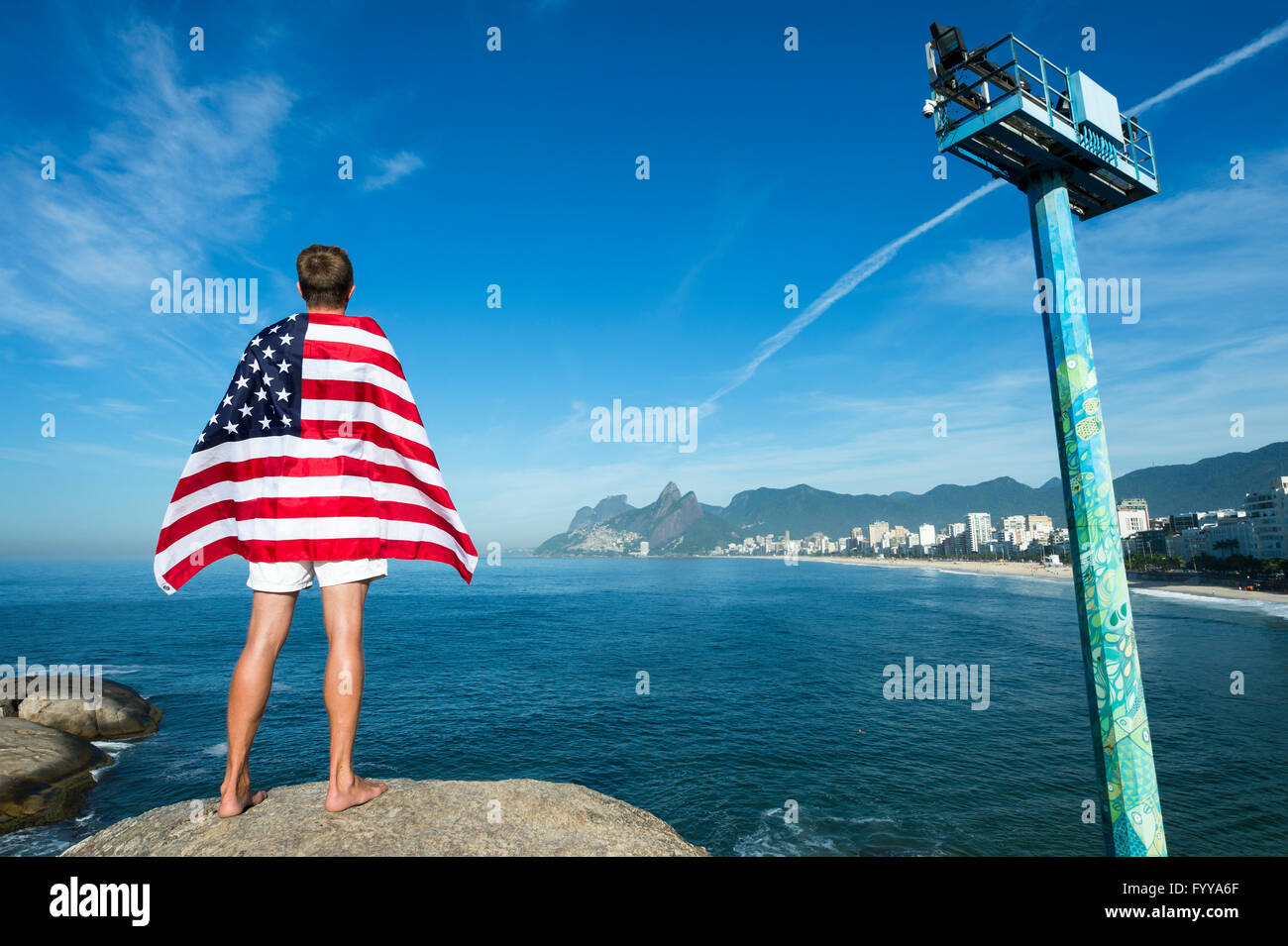 Man wearing american flag draped hi-res stock photography and images ...