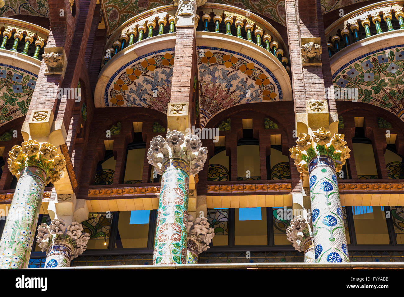 Facade of the Palau de la Musica Catalana (Catalan music palace) in ...