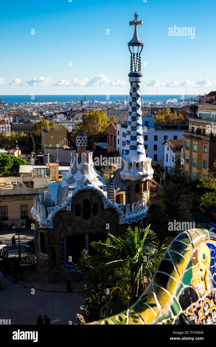 Park Guell, modernism architecture by Antoni Gaudi, Barcelona ...